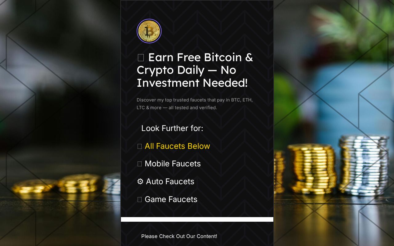 Crypto Faucet Landing Page